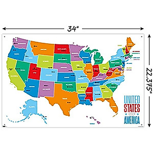 Map - United States of America 2022 Wall Poster with Push Pins