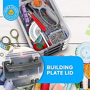 Bins & Things Stackable Storage Container with 2 Trays - Gray - Craft Storage/Craft Organizers and Storage - Bead Organizer Box/Art Supply Organizer