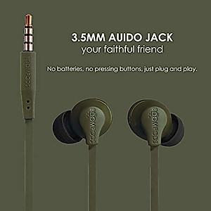 BoomPods - SPORTLINE 3.5mm Wired Headphones - Perfect for Running - Wired for Best Sound in Headphones - Go for a Workout and Play Sports While Enjoying Your Music (Pink) (Army Green)