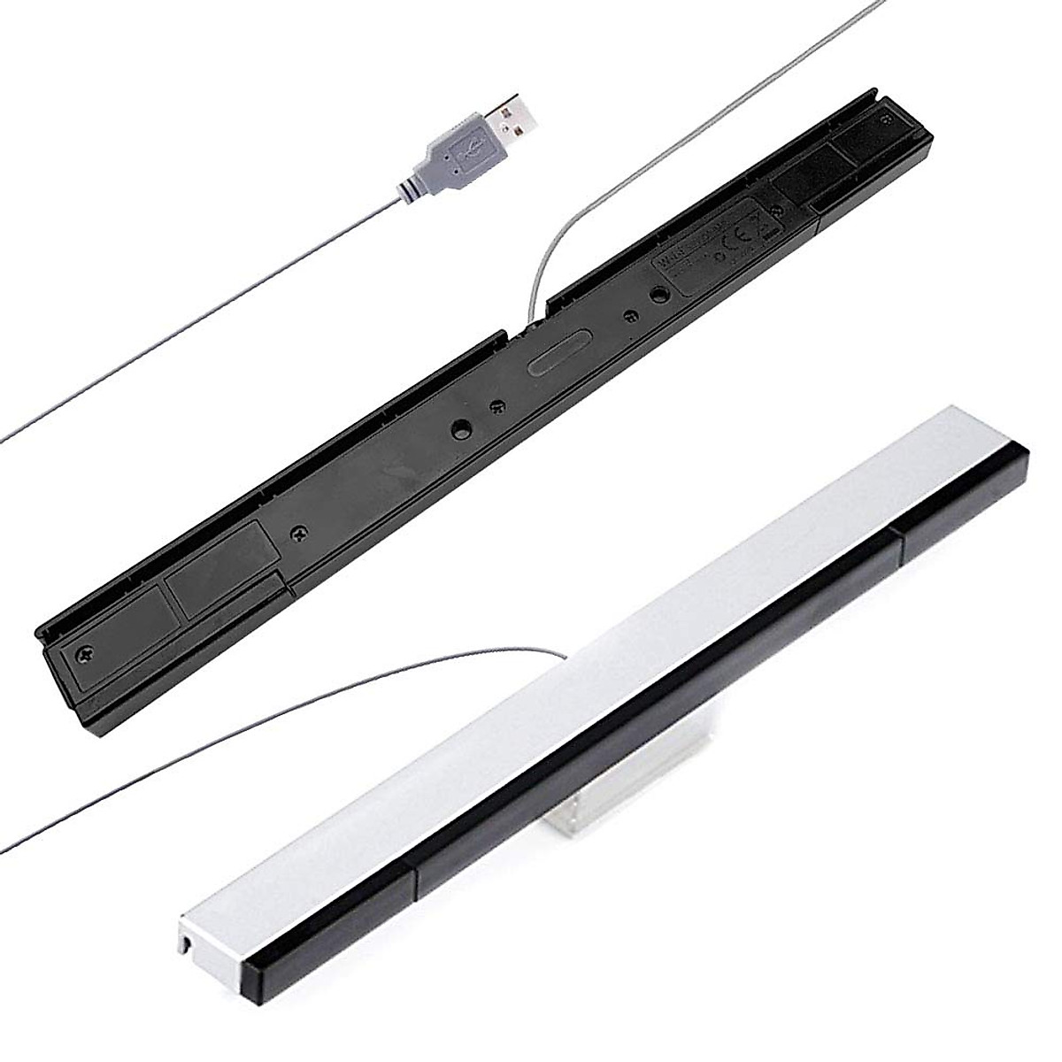 SOONORY for USB Wii Sensor Bar, Infrared IR Ray Motion Sensor Signal Receiver for Nintendo Wii and Wii U Console USB Port with Stable Stand(Black/Silvery)