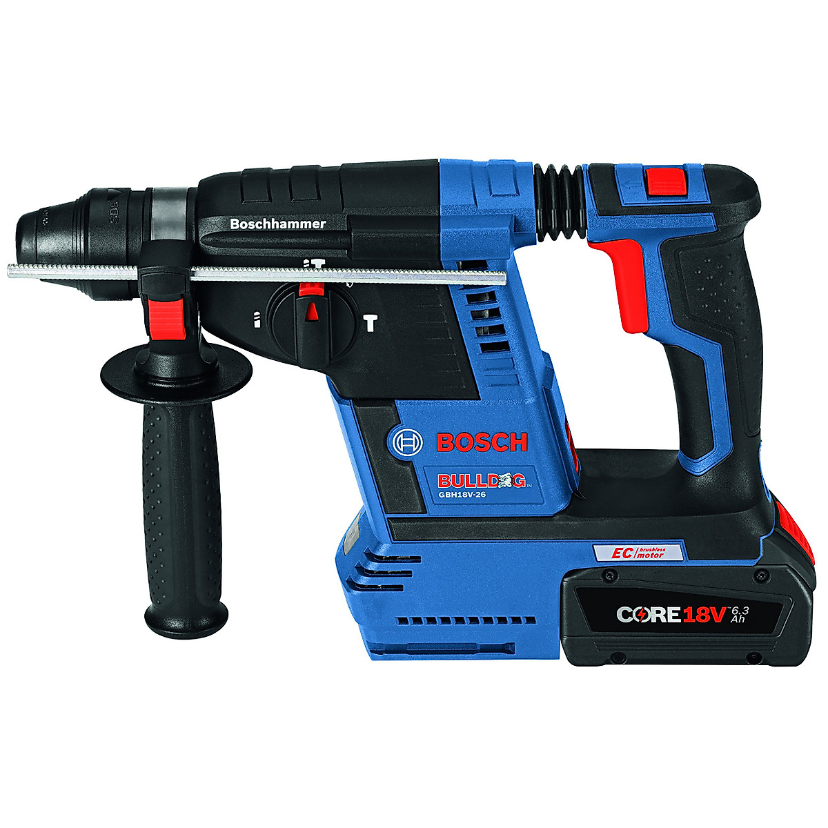 Bosch GBH18V-26K24 18V EC Brushless 1" SDS-plus Bulldog Rotary Hammer Kit with CORE18V 6.3 Ah Batteries