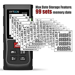 Laser Measure 197ft/60M Laser Distance Meters M/in/Ft Digital Laser Measurement Tool with Bubble Backlight LCD, Mute Mode Pythagorean Mode, Measuring Distance/Area/Volume for Project/Construction