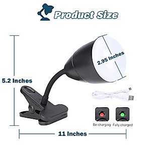 Afirst Clip on Light, LED Clamp Lamp for Desk 4400mAh, Rechargeable Flexible Dimmable Lighting Reading Study Table Lamp, 11 Inches