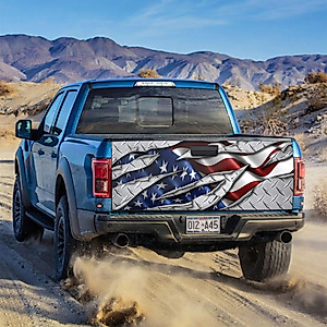 Oasisdream American Flag Truck Tailgate Sticker Decal Wrap Patriotic Decoration High-Definition Print Graphic Size 66"×26" Suitable for Pickup Trucks Weatherproof Car Wash Safe