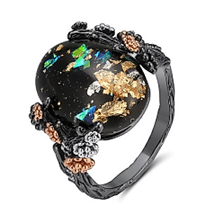 Ginger Lyne Collection Henrietta Simulated Fire Opal Ring - Sterling Silver Tree Branch Setting - Elven Fairy Flower Design for Engagement Statement Womens Promise Rings