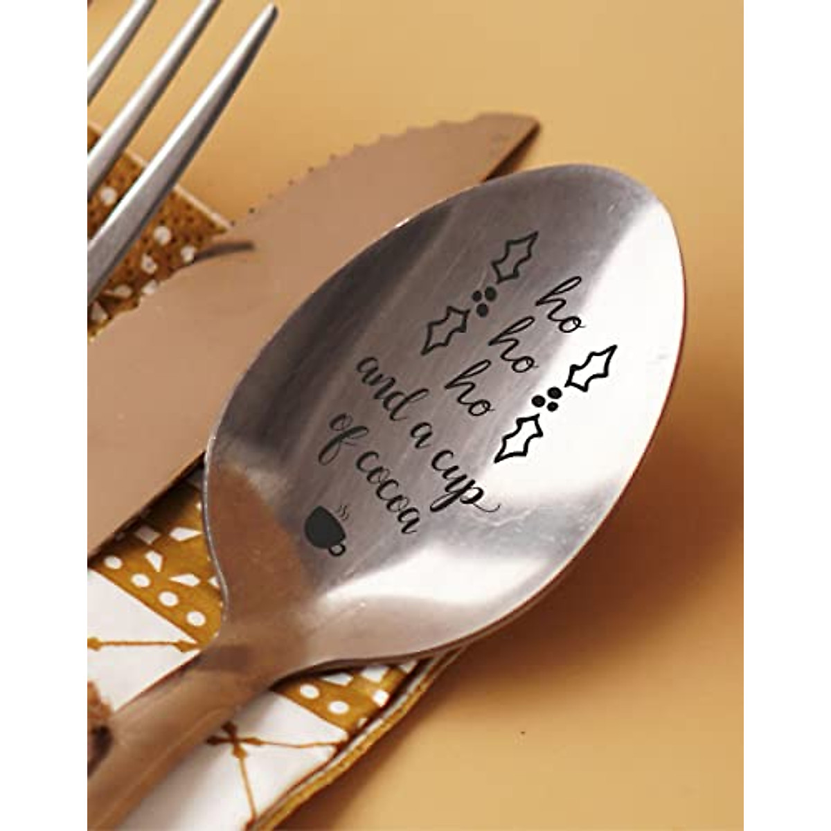 Ho Ho Ho Spoon Gift For Christmas for Tea Coffee Cocoa Lovers gift for Wife/Husband | Christmas Stocking Stuffer | Stainless Steel 7 inches Teaspoon