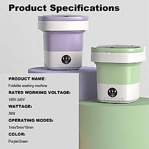 Portable washing Machine,9L High Capacity with 3 Modes Deep Cleaning for Apartment, Camping, RV, Travel, Underwear, Personal, Baby,Pet Clothes - (100V-240V)-Purple