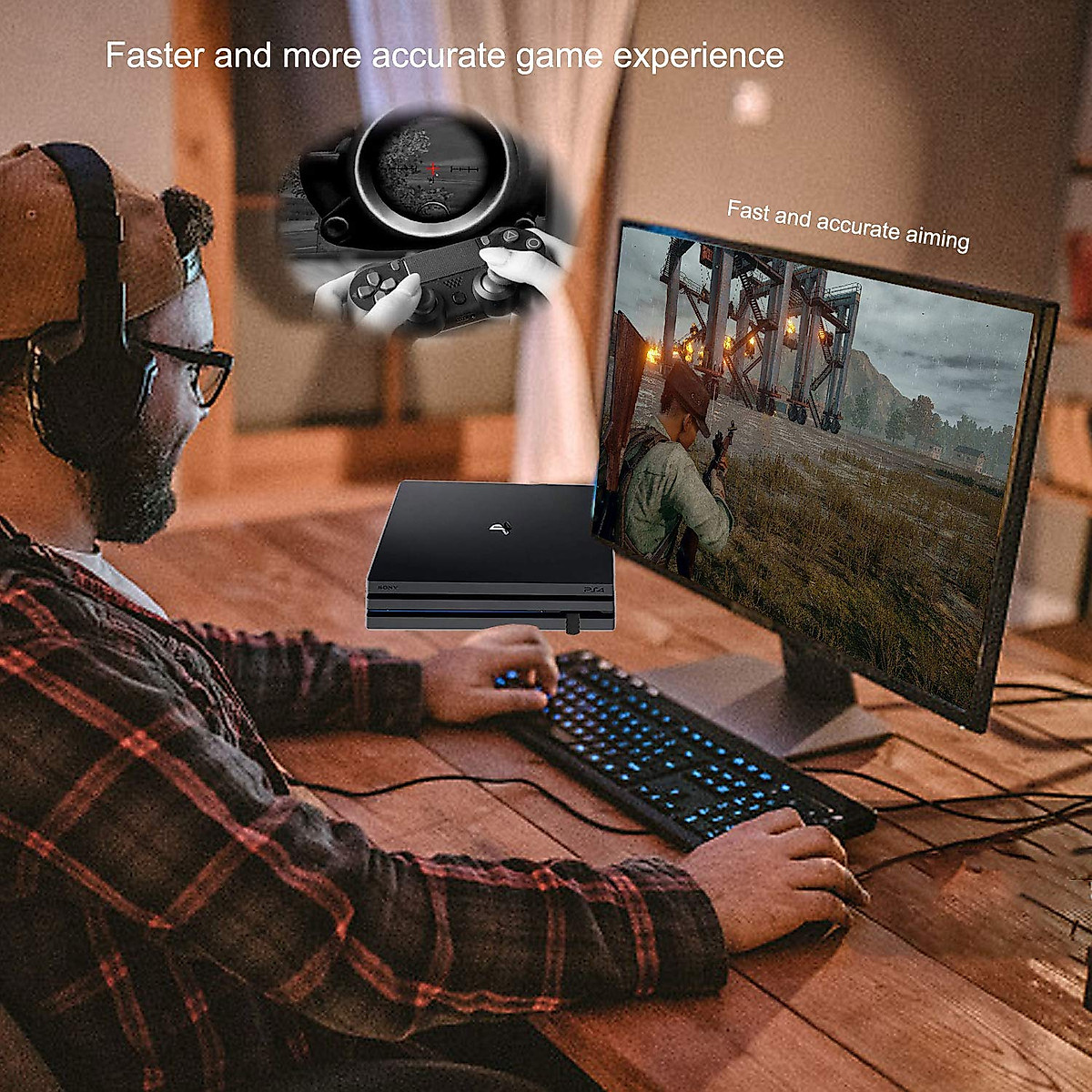 PS4 Keyboard and Mouse Adapter Converter for PS4 Pro/ PS4 Slim/ PS3/ Xbox One/One S/One X/Switch