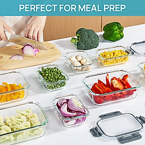 Vtopmart 8 Pack Glass Food Storage Containers with Lids, Meal Prep Containers, Airtight Lunch Containers Bento Boxes with Snap Locking Lids, for Microwave, Oven, Freezer and Dishwasher