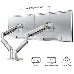 NB North Bayou Dual Monitor Arm Ultra Wide Full Motion Swivel Monitor Mount with Gas Spring for 22''-32'' Monitors with Load Capacity from 4.4 to 33lbs for Each Arm Monitor Stand G32-S