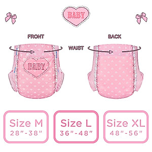 Littleforbig Printed Adult Brief Diapers 80 Pieces (8 Packs) - Blushing Baby(L)