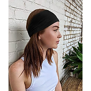Styla Hair Solid Headband for All Hair Types – 6 Pack Wide Headbands for Women in Soft Stretch Fabric for All Day Wear – Trendy & Stylish Headbands for Women's Hair (Black)