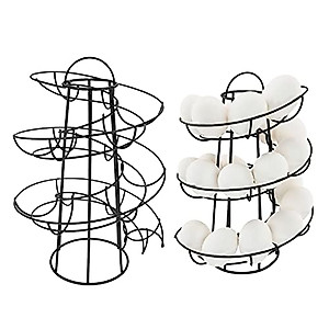homozy Modern Spiral Egg Skelter Holder Wire Rack Up to 24 Eggs Free Standing - Black, 18x30.5cm
