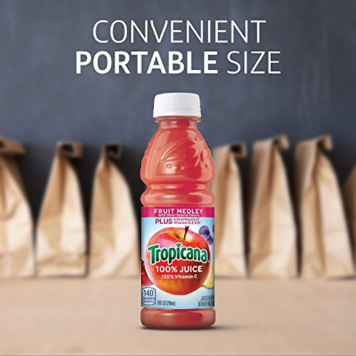 Tropicana 100% Juice, Fruit Medley, 10 fl oz (Pack of 15) - Real Fruit Juices, Vitamin C Rich, No Added Sugars, No Artificial Flavors
