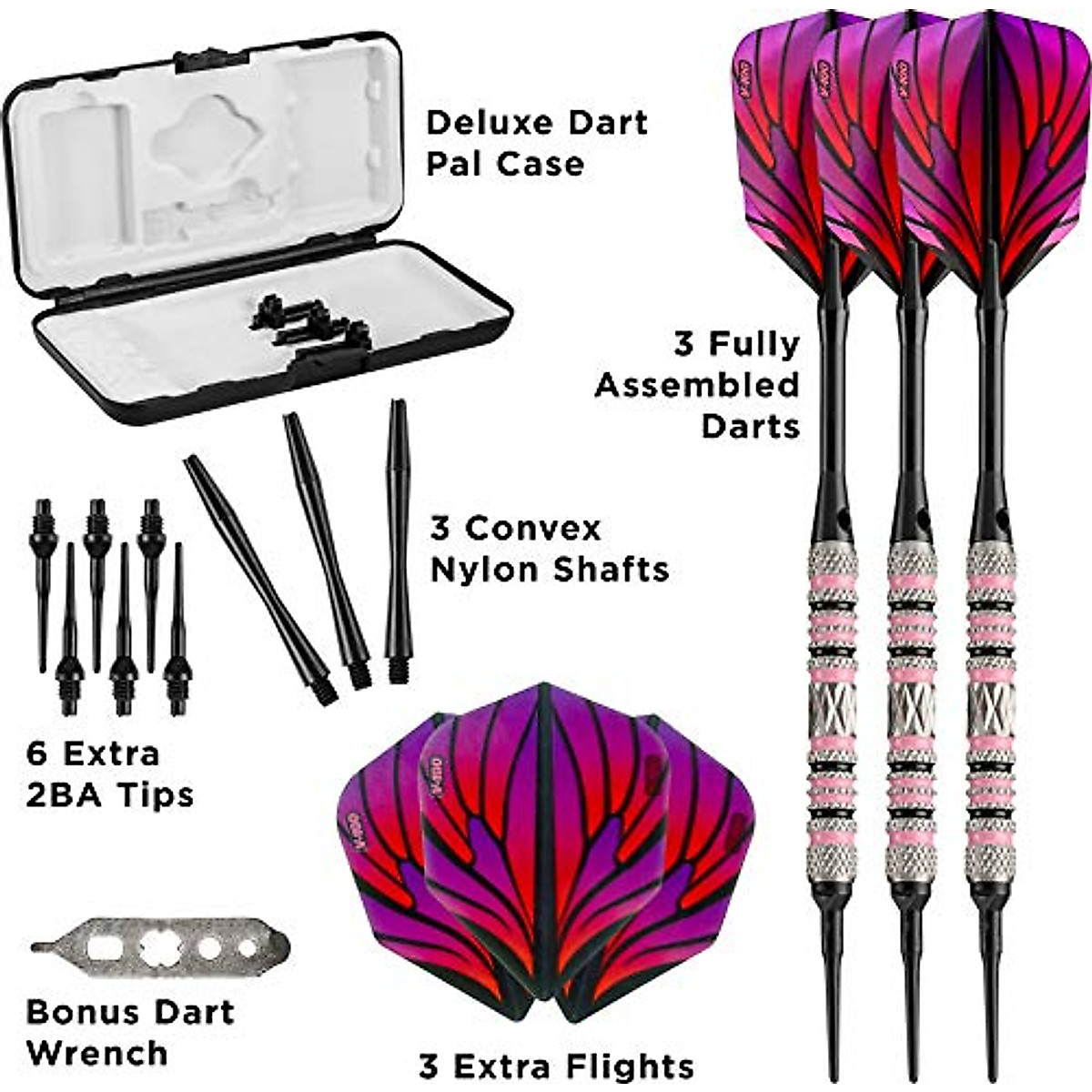Viper Wings 80% Tungsten Soft Tip Darts with Storage/Travel Case, 16 Grams