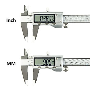 Beslands Digital Caliper 0-6"/0-150mm Electronic Vernier Caliper Measuring Tool, Digital Micrometer with Large LCD Screen, Stainless Steel, Inch Metric Conversion with Protective Case, Extra Battery