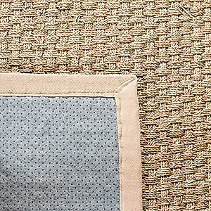SAFAVIEH Natural Fiber Collection 2' x 3' Beige NF114A Border Basketweave Seagrass Accent Rug