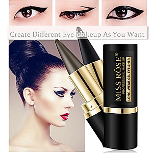 Aaiffey 2 Colors Gel Eyeliner Set,Quick-Dry Cream Eyeliner Waterproof and Smudge Proof Eye-liner Pencil Long-Lasting Matte Black Eyeliner Stick for Women Girls (04 Black+03 Brown)