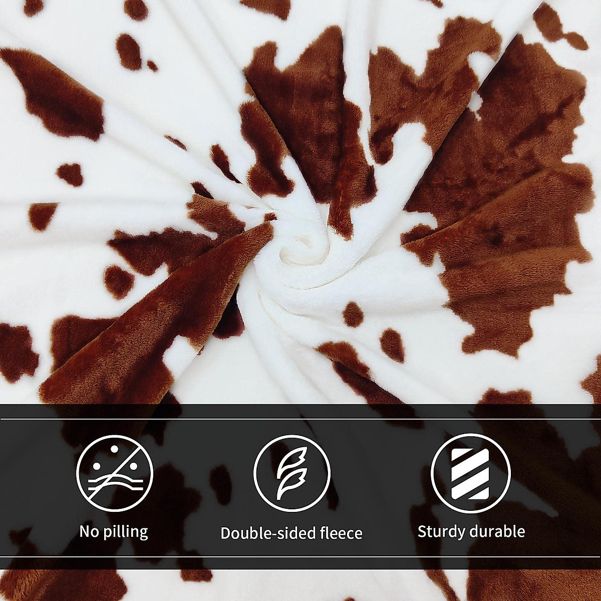 Cow Print Throw Blanket, Flannel Soft Cow Blankets for Adults, Fleece Fuzzy Cow Throw Blanket for Bed Couch Sofa, Lightweight Blanket for All Season (60x80 Inches)