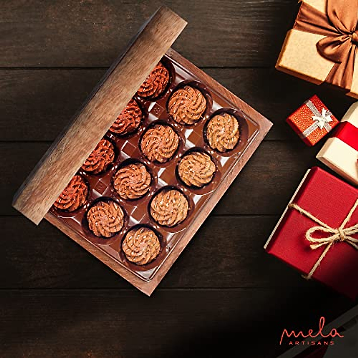 Mela Artisans Decorative Storage Box with Hinged Lid - Medium Polish, Large | 9” x 6” x 3.5” | Rustic Trellis Design | Mango Wood Crafted | Ideal for Keepsakes, Trinkets, Jewelry and Other Stash