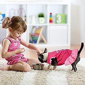 2 Pieces Dog Dresses for Small Dogs Cute Girl Female Dog Dress Mommy Puppy Shirt Skirt Doggie Dresses Pet Summer Clothes Apparel for Dogs and Cats (Love and Angel,Small)