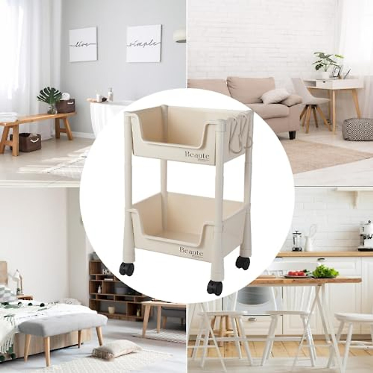 Storage Rolling Cart, 2/3/4 Tiers Moving Cart, Foldable Utility Cart, Multi Functional Rolling Drawer Cart, Rolling Storage Trolley with Wheel, Mobile Storage Organizer, Storage Cart for Books, Snack