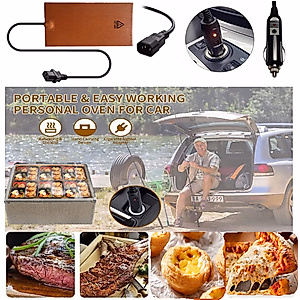 RICHOOSE Pizza Hot Food Delivery Bag Heating Warmer Pad Silicone Heater Pad 12V 100W, Built-in Thermostat 176℉ (80℃), 78.2-inch detachable power cable, car charger, ON/Off switch.