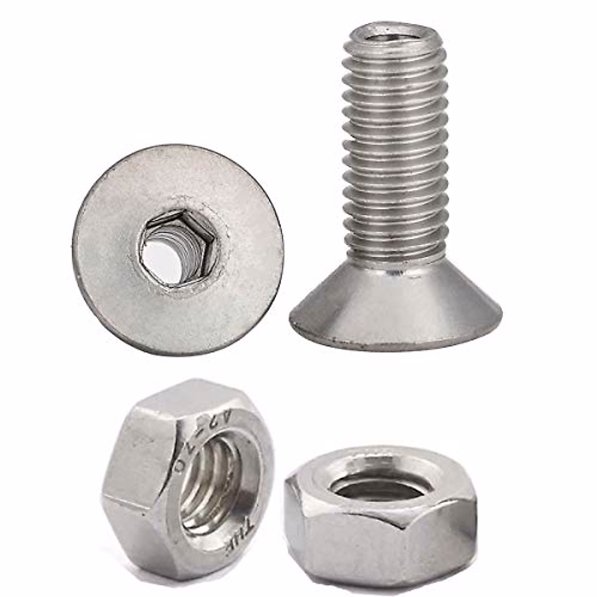 PZRT 2pcs Cylindrical Hollow Hexagon Socket Screw 304 Stainless Steel Lamp Threading Screws Through Hole Bolt with Hex Nut M6x20mm