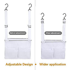 GGMOVE Hanging Mesh Shower Caddy College with Hooks, Bath Baskets Organizer Storage with 4 Pockets for College Dorm Rooms, Gym, Swimming and Travel (White)