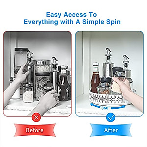 MIHIRO Metal Lazy Susan Organizer, Rotating Tray, Lazy Suan Turntable for Cabinet, Kitchen Countertop Spice Organizer, Lazy Susan for Dining Table with Non-Slip Pad (11''+12'', White)