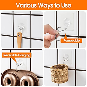 YSJNUS Adhesive Hooks Wall Hooks for Hanging Heavy Duty 22lb(Max), Waterproof and Rustproof Transparent Self Adhesive Hooks for Bathroom Kitchen Outdoor and Home Improvement -20 Pack