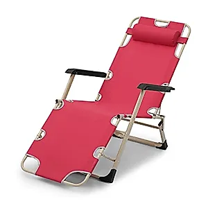 Foldable Zero-Gravity Chair Beach Lounge Chair Patio Reclining Chaise Red