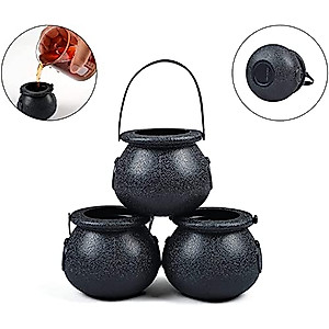 zhinan 12 Pcs Mini Black Witch Cauldron Halloween Mini Plastic Candy Buckets For Halloween Trick or Treat Party Favors Harry Potter Mini Black Witch Cauldron