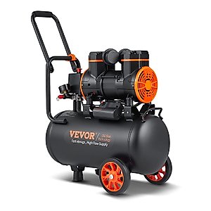 VEVOR 6.3 Gallon Air Compressor, 2 HP 3.35 CFM@ 90PSI Oil Free Air Compressor Tank & Max. 116PSI Pressure, 70 dB Quiet Compressor for Auto Repair, Tire Inflation, Spray Painting, Woodwork Nailing