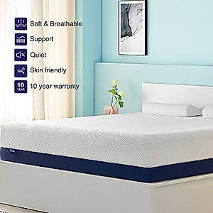 IYEE NATURE Queen Mattress 10 Inch Cooling-Gel Memory Foam Mattress in a Box,Medium Firm CertiPUR-US Certified Breathable Bed Mattress Supportive & Pressure Relief,60''x 80''x10''