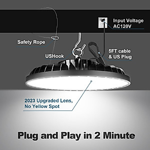 JOMITOP 200 Watt High Bay LED Light 28000 Lumen ETL Listed 5000K Bright White, 800W HPS or MH Bulbs Equivalent, Industrial Highbay Light, Warehouse Light Fixtures, AC 90-277V 2 Pack