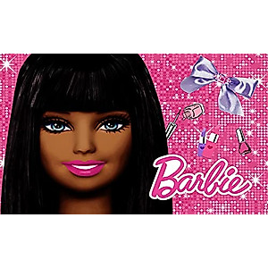 QQKCFOTO Black Barbie Backdrop for Photography, Birthday Party Decorations for Girl ,Barbie Birthday Banner Party Decoration Supplies for Cake Table Decoration, 5x3ft