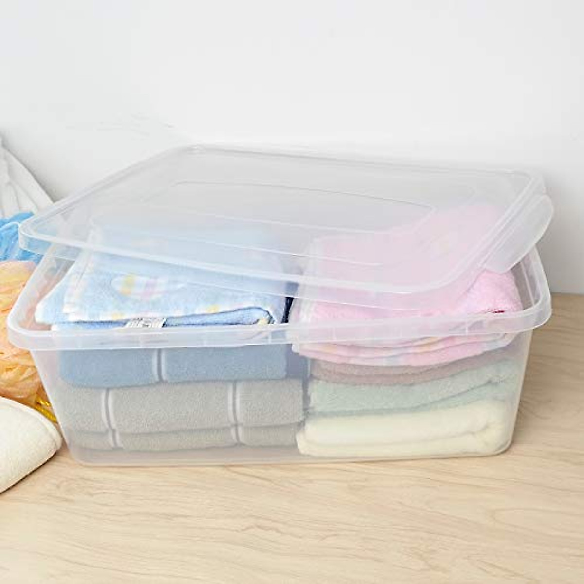 Inhouse 16 Quart Clear Storage Bin, Plastic Latching Box/Container with Lid, Set of 2