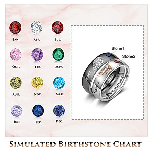 Luxladis Personalized Couples Rings Set for Him and Her Promise Rings for Couples Free Engraving Custom Name Stainless Steel Engagement Rings for Couples Valentines Day (Heart Couple ring)