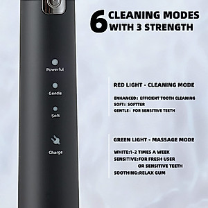 GEC Sonic Electric Toothbrush with 8 Brush Heads for Adults,6 High Power Brushing Modes,2 Minutes Build in Smart Timer Electric Toothbrush for Adult and Kids