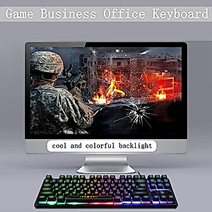 Limouyin 87Key Wired Gaming Keyboard with Crater Architecture, Portable Durable Keyboard Gaming Mechanical Ergonomic Computer Supplies GK10 LED Backlight for Desktop Laptop Universal Type, Black