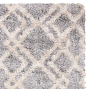 SAFAVIEH Berber Shag Collection Area Rug - 6'7" Square, Grey & Cream, Moroccan Design, Non-Shedding & Easy Care, 1.2-inch Thick Ideal for High Traffic Areas in Living Room, Bedroom (BER213G)