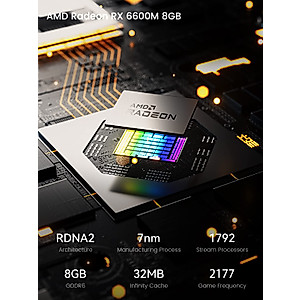 MINISFORUM Neptune Series HX77G Mini PC AMD Ryzen 7 7735HS Desktop Computer, DDR5 32GB RAM+1TB SSD, 2X HDMI & 2X USB4 Quad Outputs, AMD Radeon RX 6600M Discrete Graphics Small PC