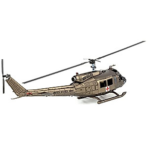 Fascinations Metal Earth UH-1 Huey Helicopter Color 3D Metal Model Kit Bundle with Tweezers