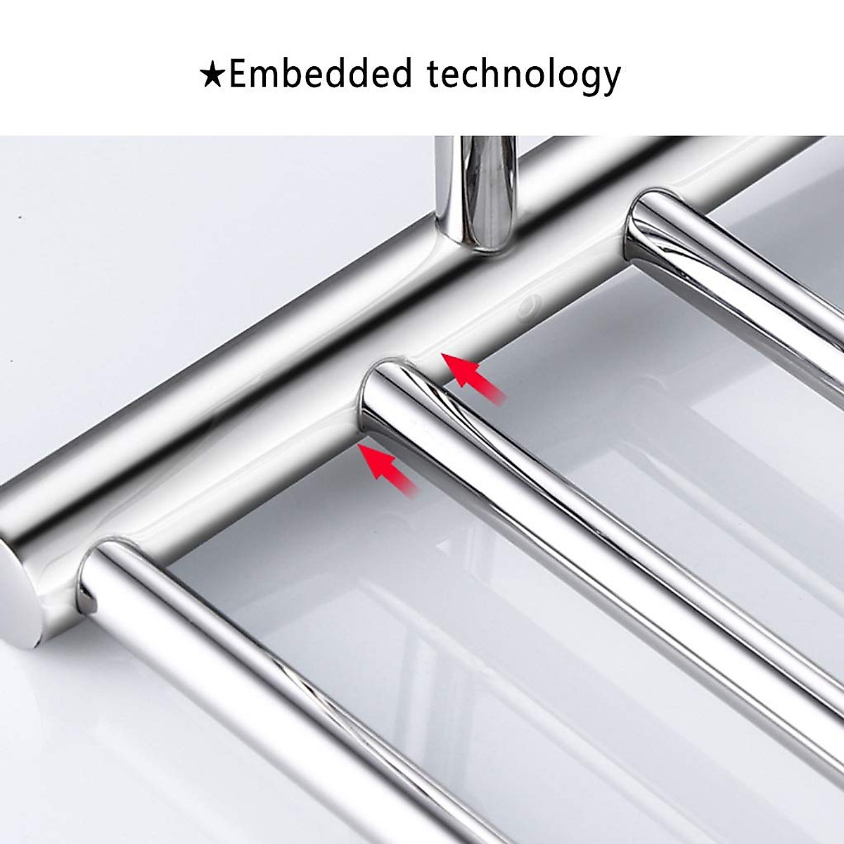 GLJ Floating Shelves Stainless Steel Drain Storage Rack, Bathroom Shower Shelf, Wall-Mounted Kitchen Spice Rack, with Towel Bar