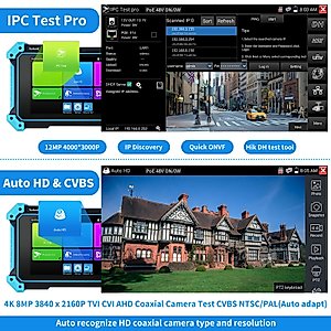 Rsrteng IP Camera Tester, IPC-5100 Plus 8MP AHD CVI TVI CVBS IP Camera Test 4K HD Display Video Monitor 5inch IPS Touch Screen IPC Tester Support POE PTZ W-i-F-i RS485 HDMI & VGA Input DC12V Output