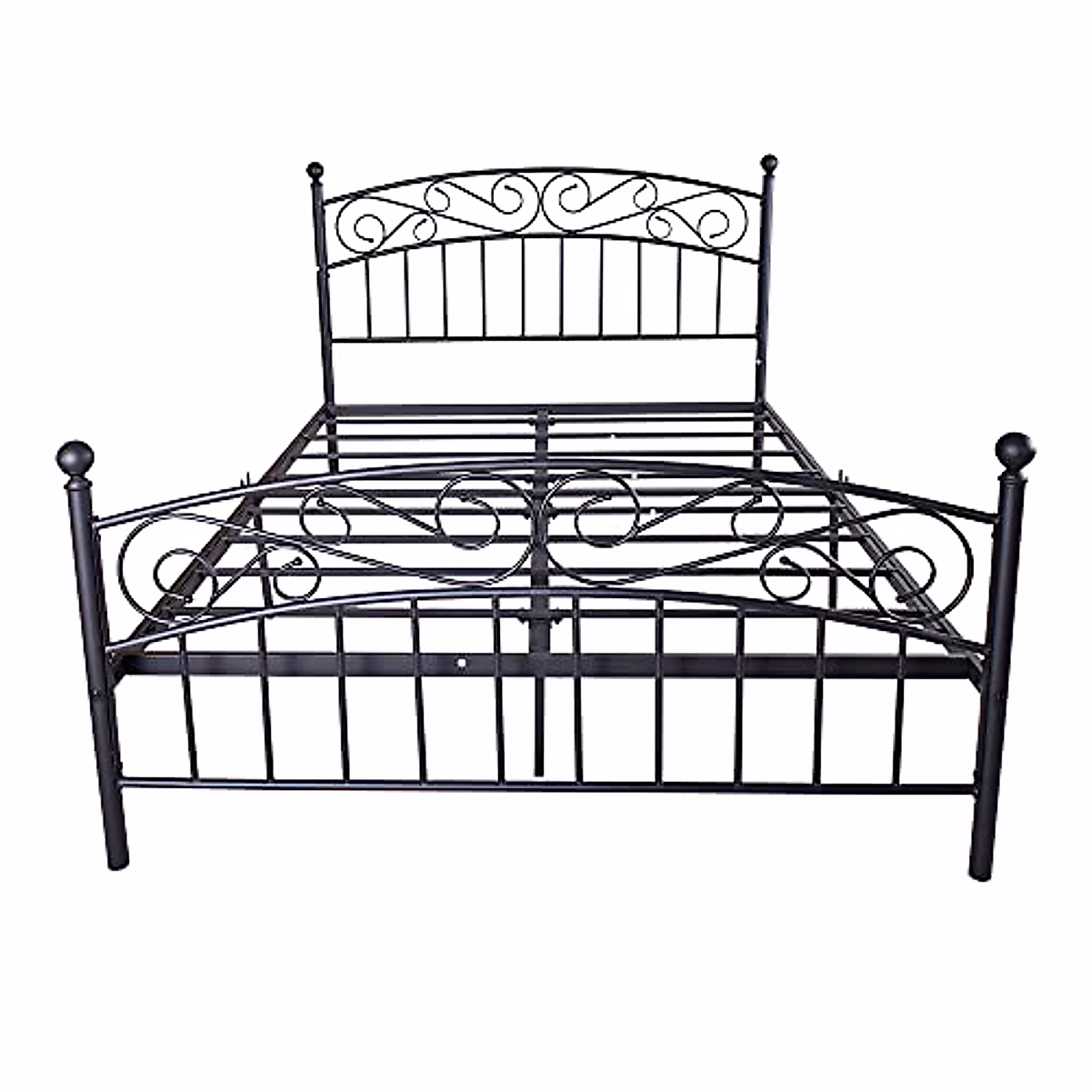DUMEE Queen Bed Frame with Headboard and Footboard Metal Platform Bed Frame Queen Size No Box Spring Needed, Queen Textured Black