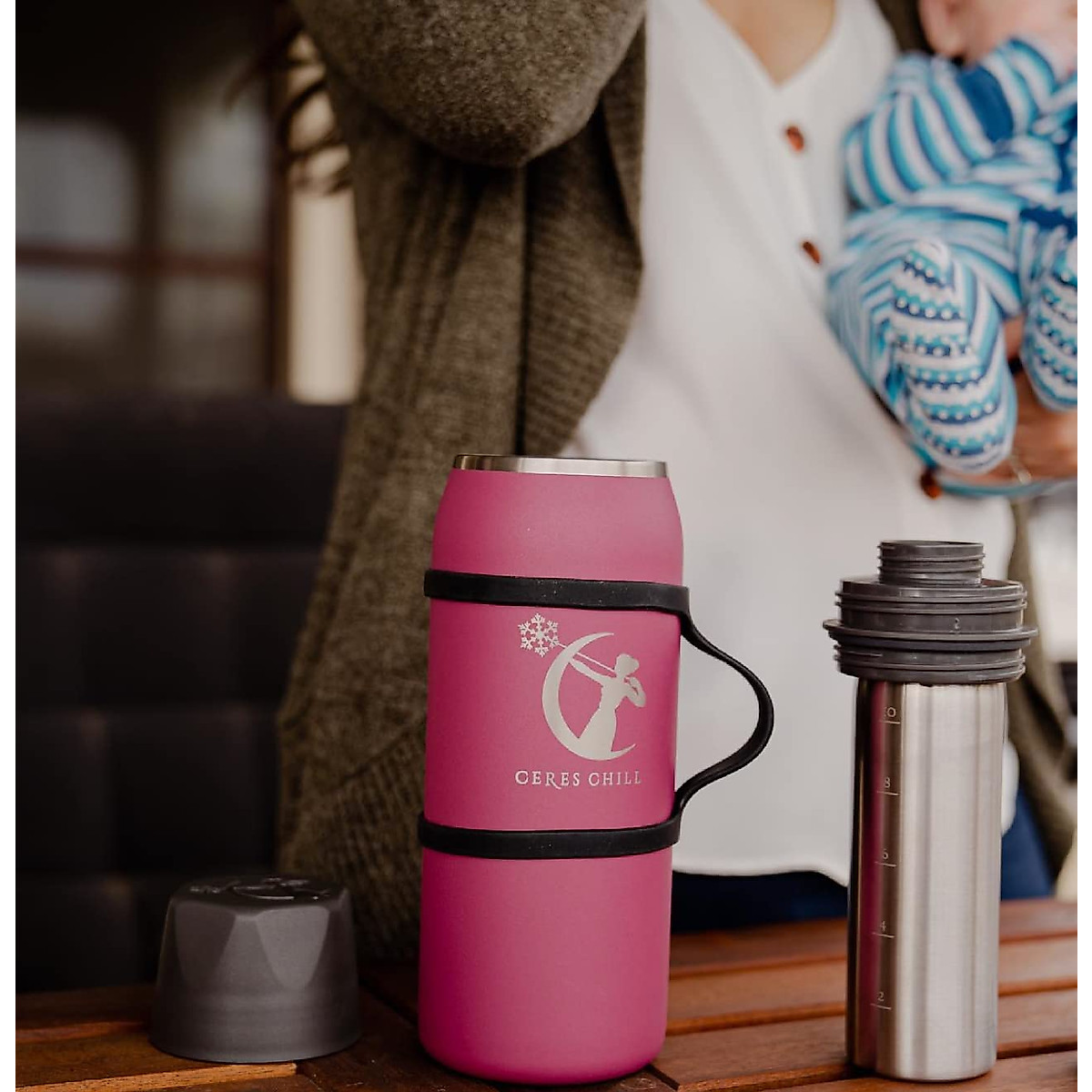 CERES CHILL Water Bottle Strap Handle Carrier fits 8oz to 28oz in Size, Silicone Strap Makes Any Bottle Handheld. for Runners & Joggers Anti Slip Grip & Drop Protection (2-Pack, Black, Small)