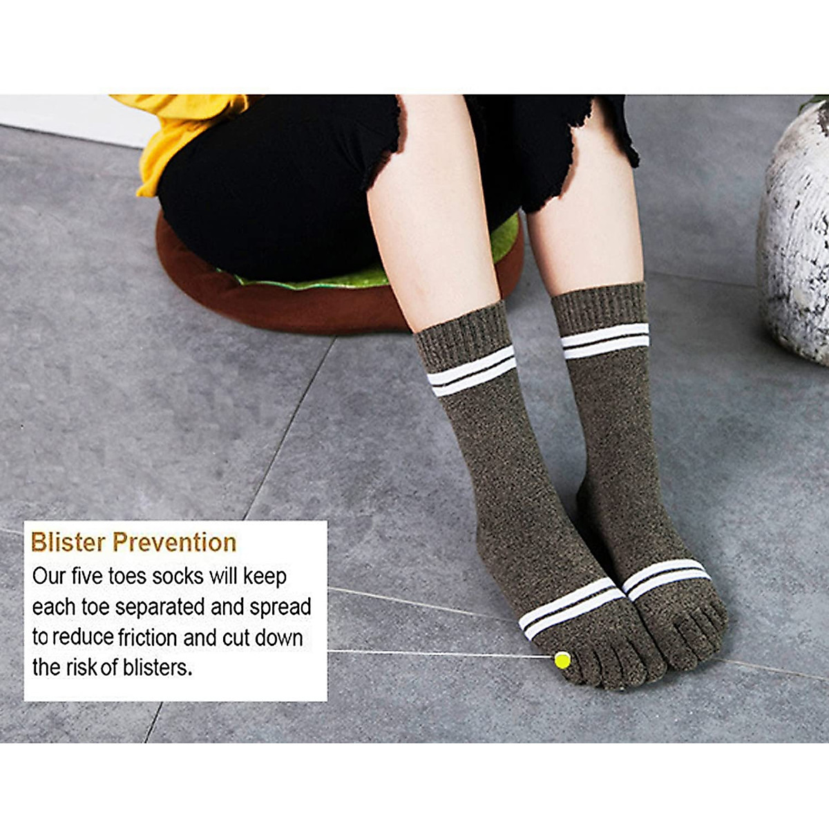 MWMart Toe Socks 5 Pack Women Men Cotton Socks Crew Five Finger Socks Running Athletic for Men Women