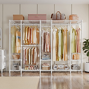 VIPEK V50i Extra Large Portable Closet Rack Bedroom Armoire Freestanding Wardrobe Closet, Heavy Duty Multi-Functional Metal Clothing Rack for Hanging Clothes, Max Load 1300lbs, White